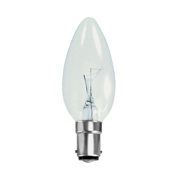 40W Clear Candle Lightbulb - B15 SBC Small Bayonet Cap Incandescent ...
